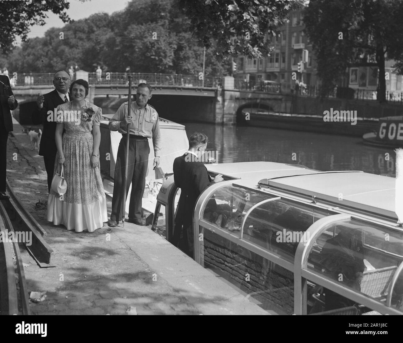 Dutch couple on boat Black and White Stock Photos & Images - Alamy