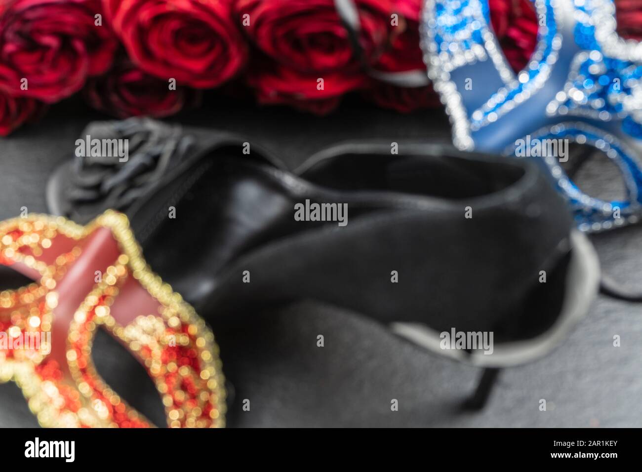 The Colombina, red, blue carnival or masquerade mask Stock Photo - Alamy