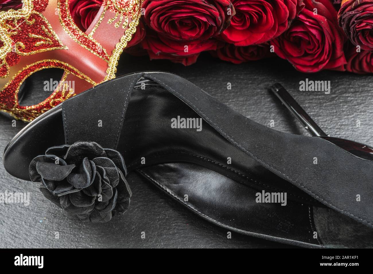 The Colombina, red carnival or masquerade mask Stock Photo - Alamy