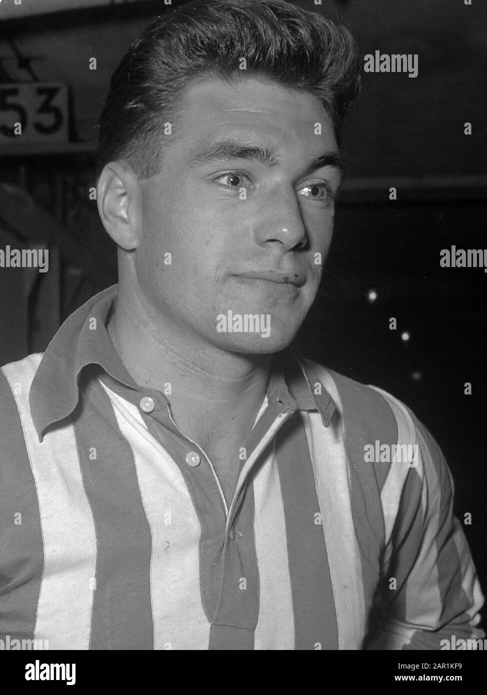Koppen van voetballers. Brull (Rapid JC) 16 oktober 1957 Stock Photo ...