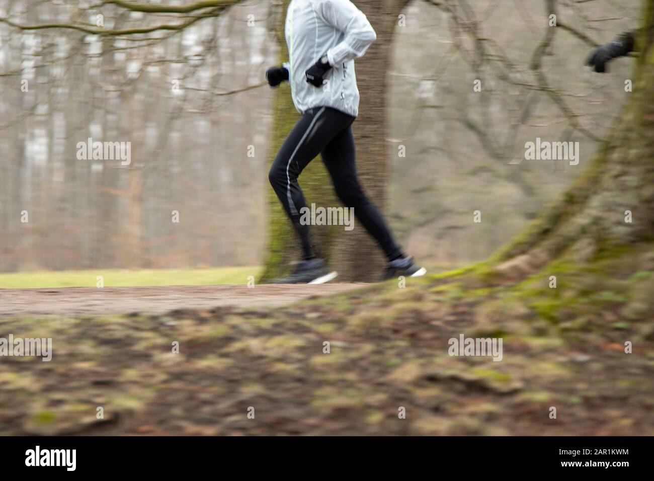 man is jogging in the park autumn Stock Photo - Alamy