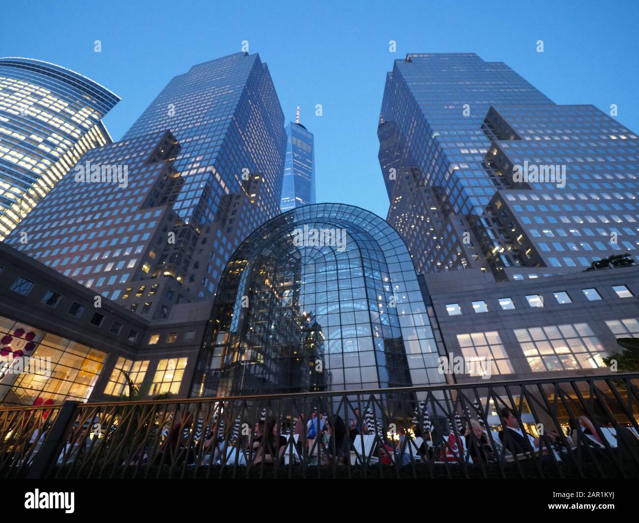 New York, USA - May 31, 2019: Image taken at nightfall of the World ...