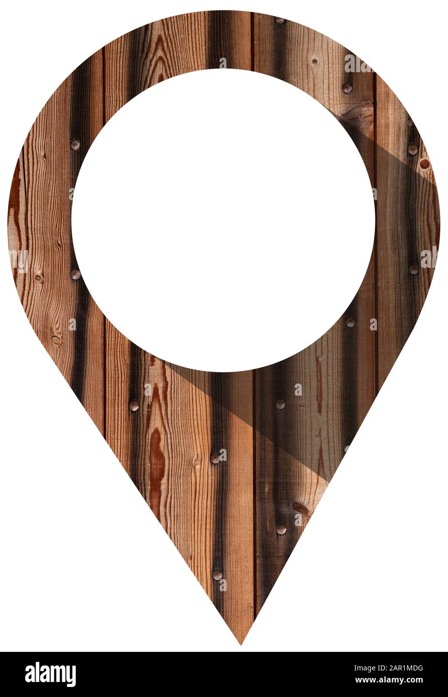 Rustic wood textured pin icon Stock Photo - Alamy