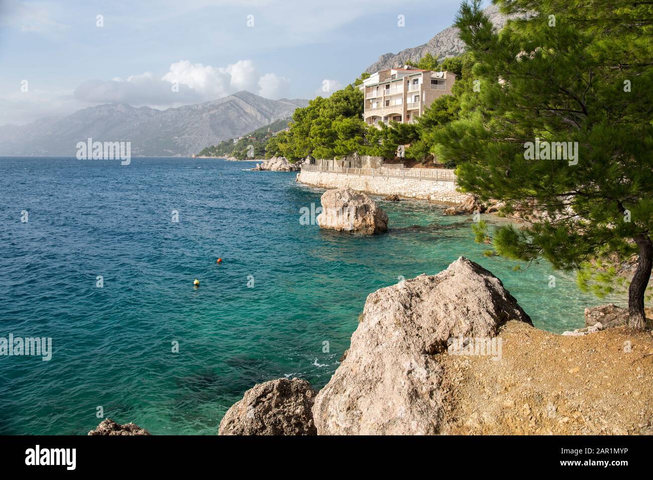 Adriatic Sea beach in the resort town of Brela, Croatia. paradise beach ...