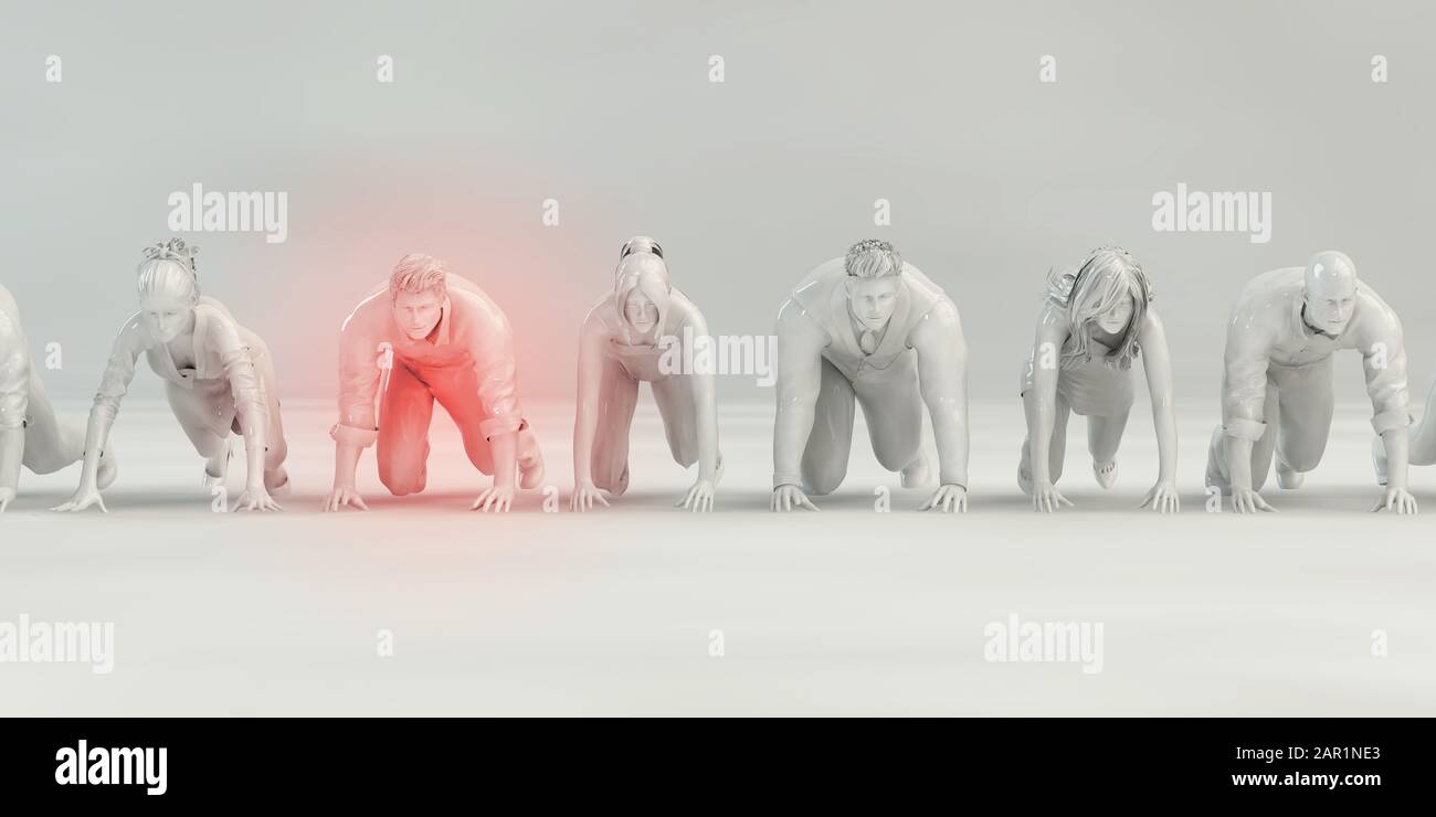 Empowered Business Professional Man Standing Out from the Crowd Stock ...