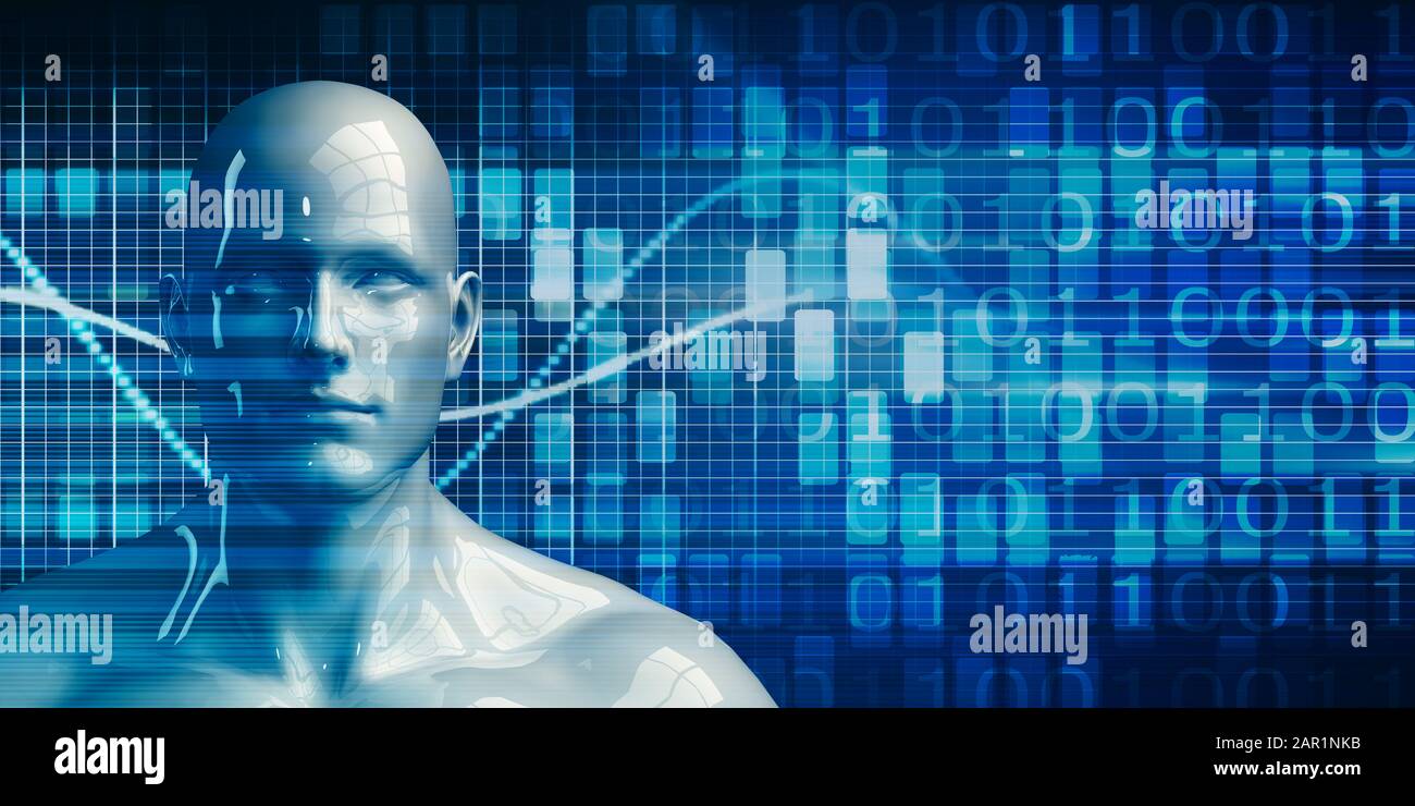 Robot Android Man Using Data Analytics Technology Concept Background ...