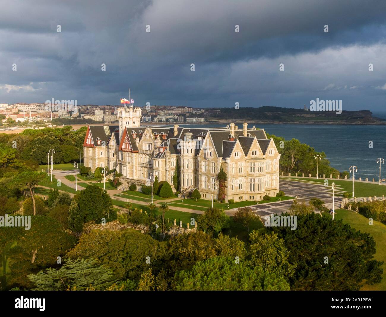 Aerial view of the Magdalena Palace in Santander Stock Photo - Alamy
