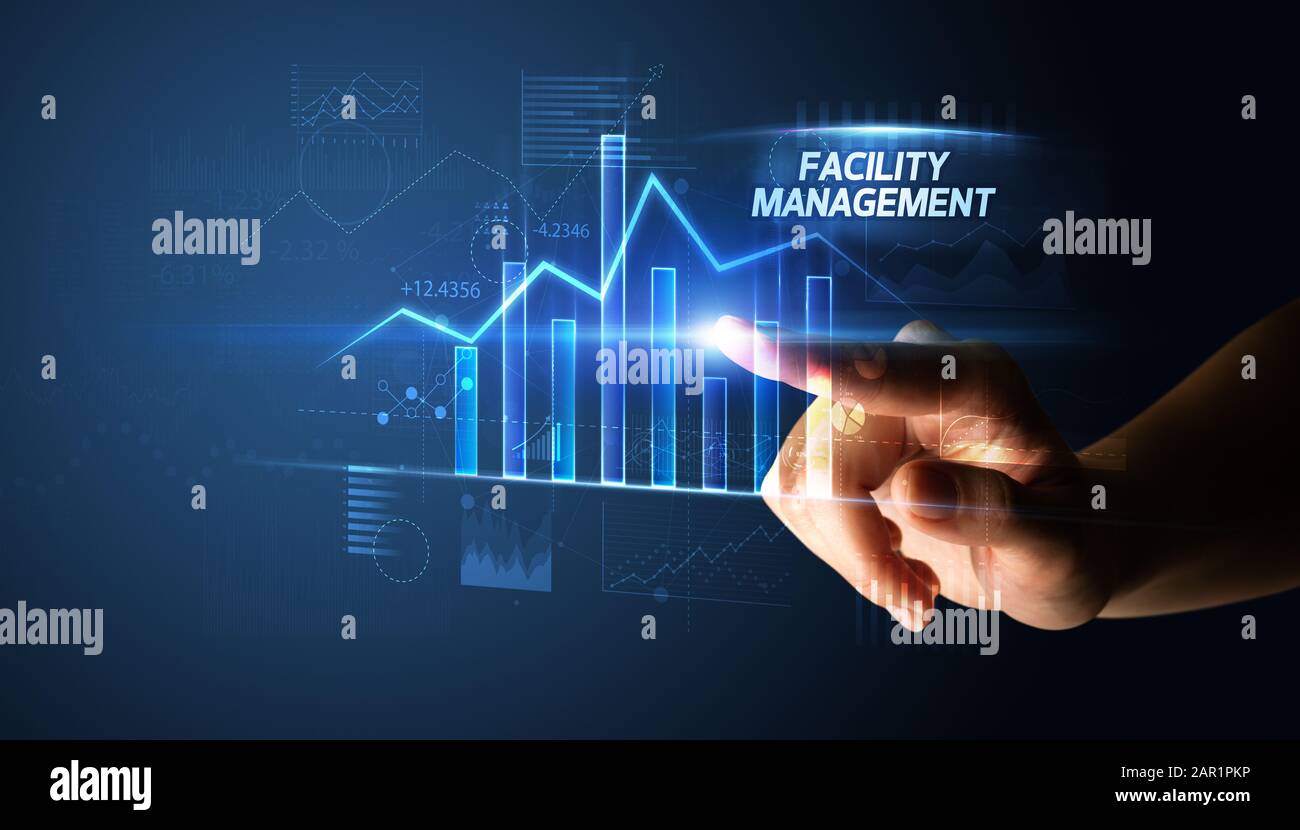 Hand touching FACILITY MANAGEMENT button, business concept Stock Photo ...