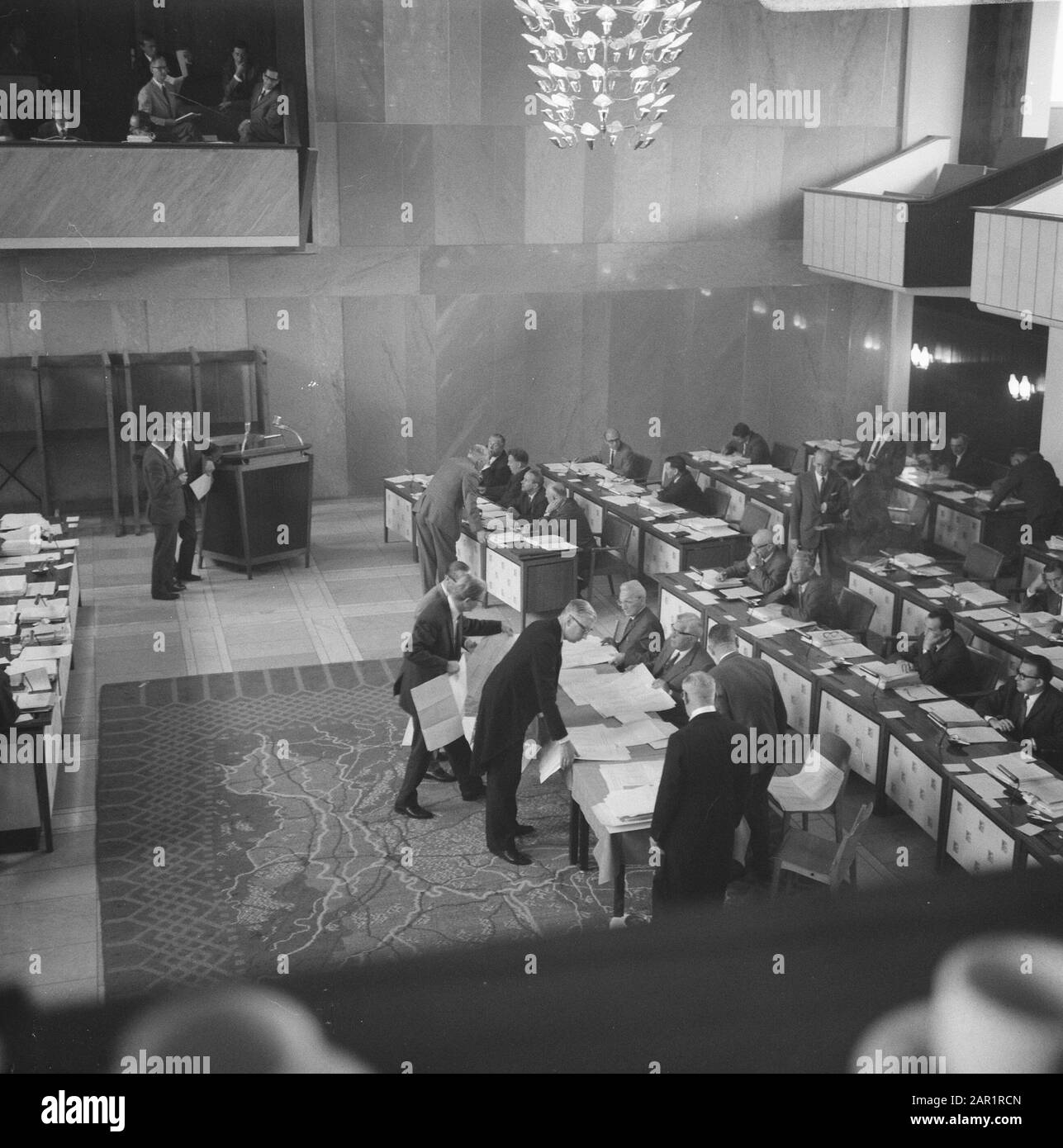 Election members First Chamber, here in Arnhem count votes cast, with ...
