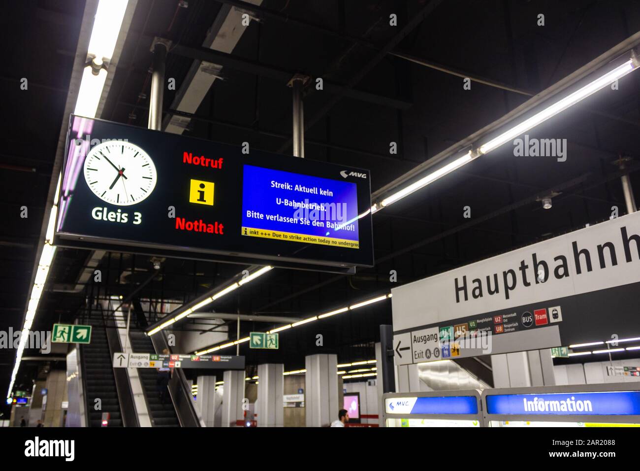 MUNICH, GERMANY - Jun 09, 2019: Display information about public ...