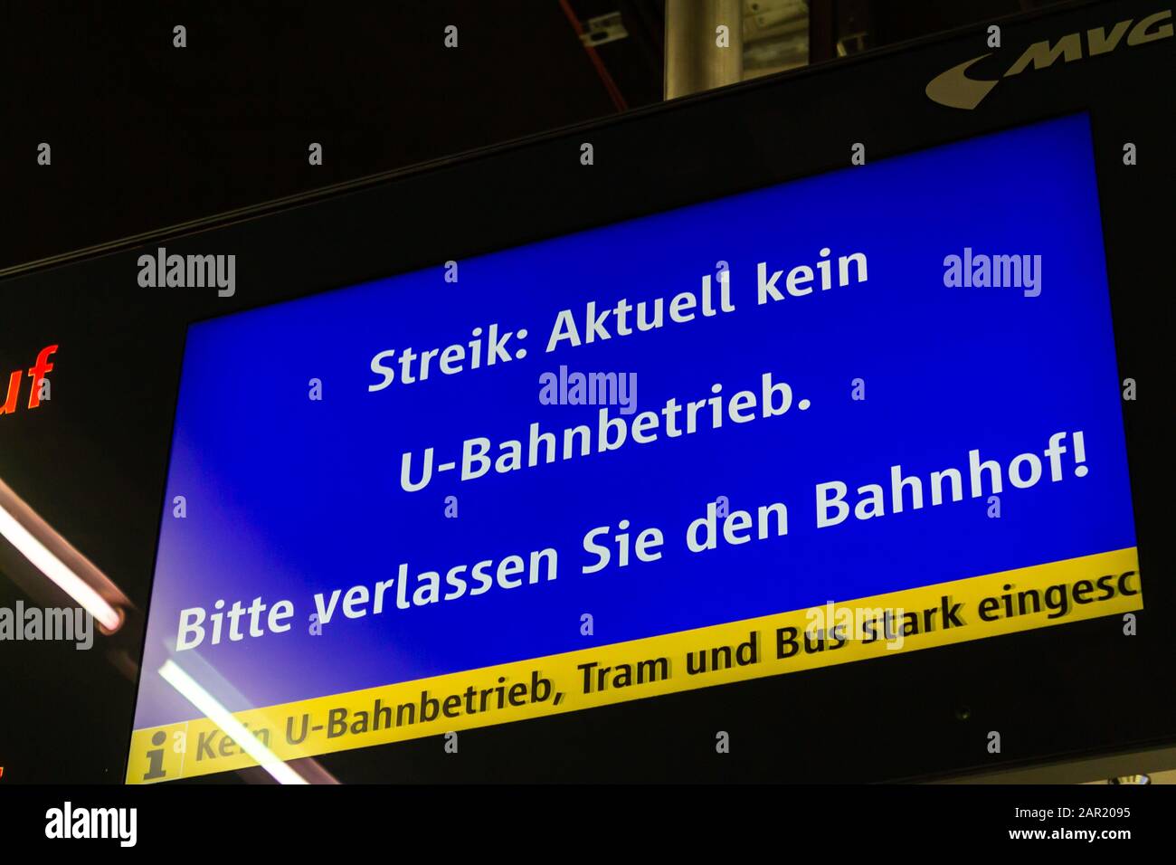 MUNICH, GERMANY - Jun 09, 2019: Display information about public ...