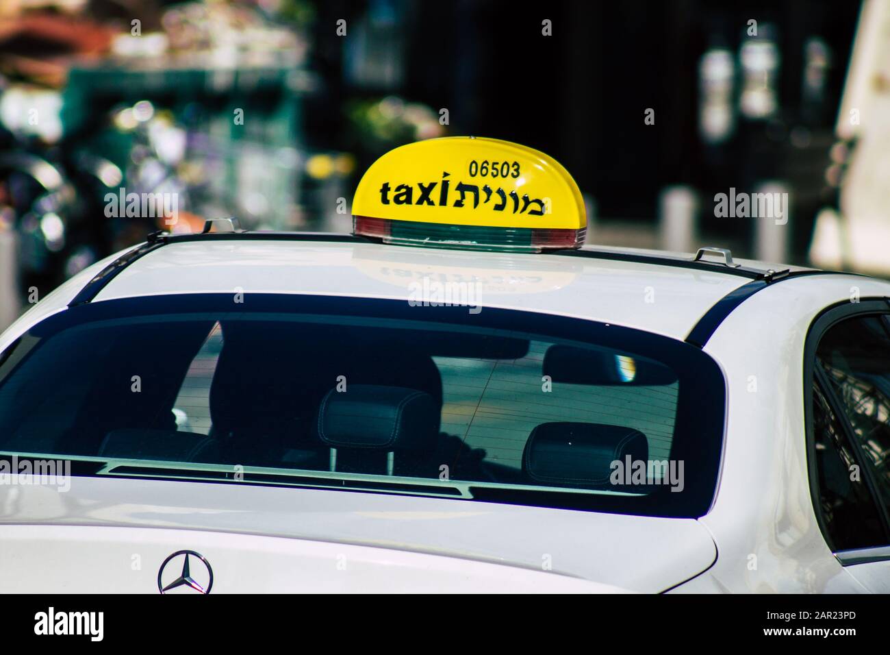 Tel Aviv Israel January 23, 2020 View of traditional Israeli taxi ...