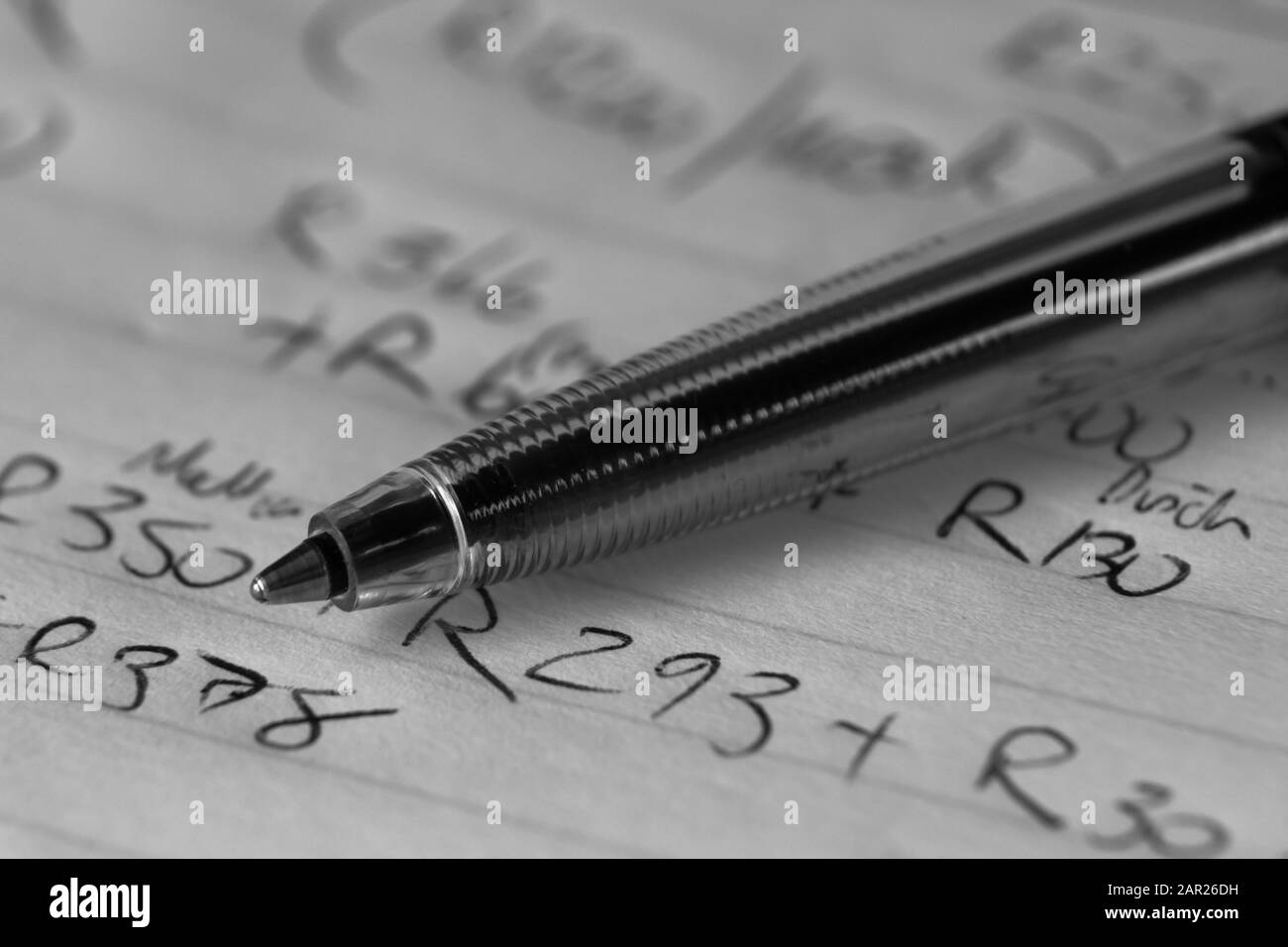 Numbers calculator pen Black and White Stock Photos & Images - Alamy