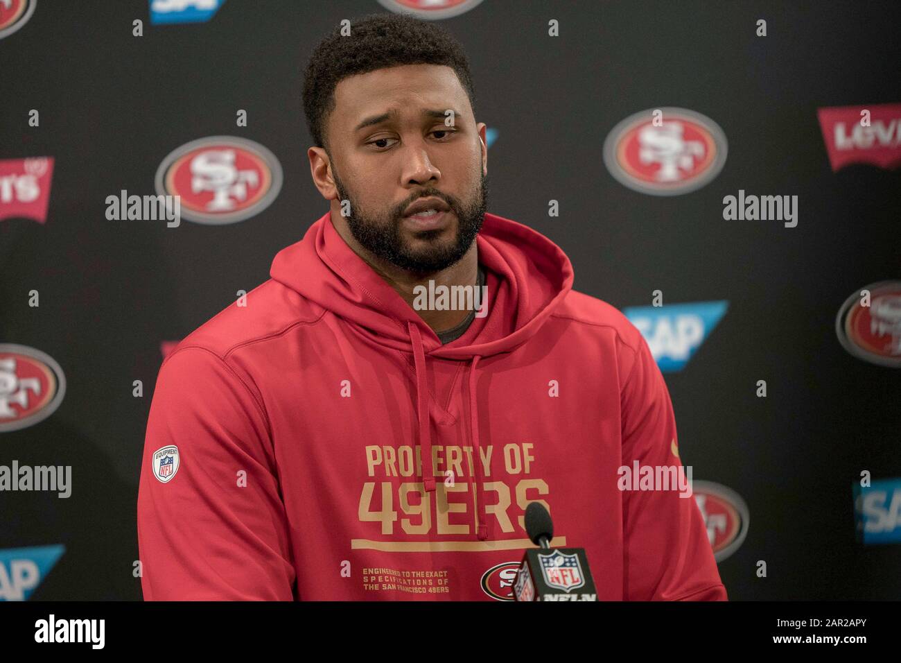 San Francisco 49ers defensive tackle DeForest Buckner (99) speaks to ...