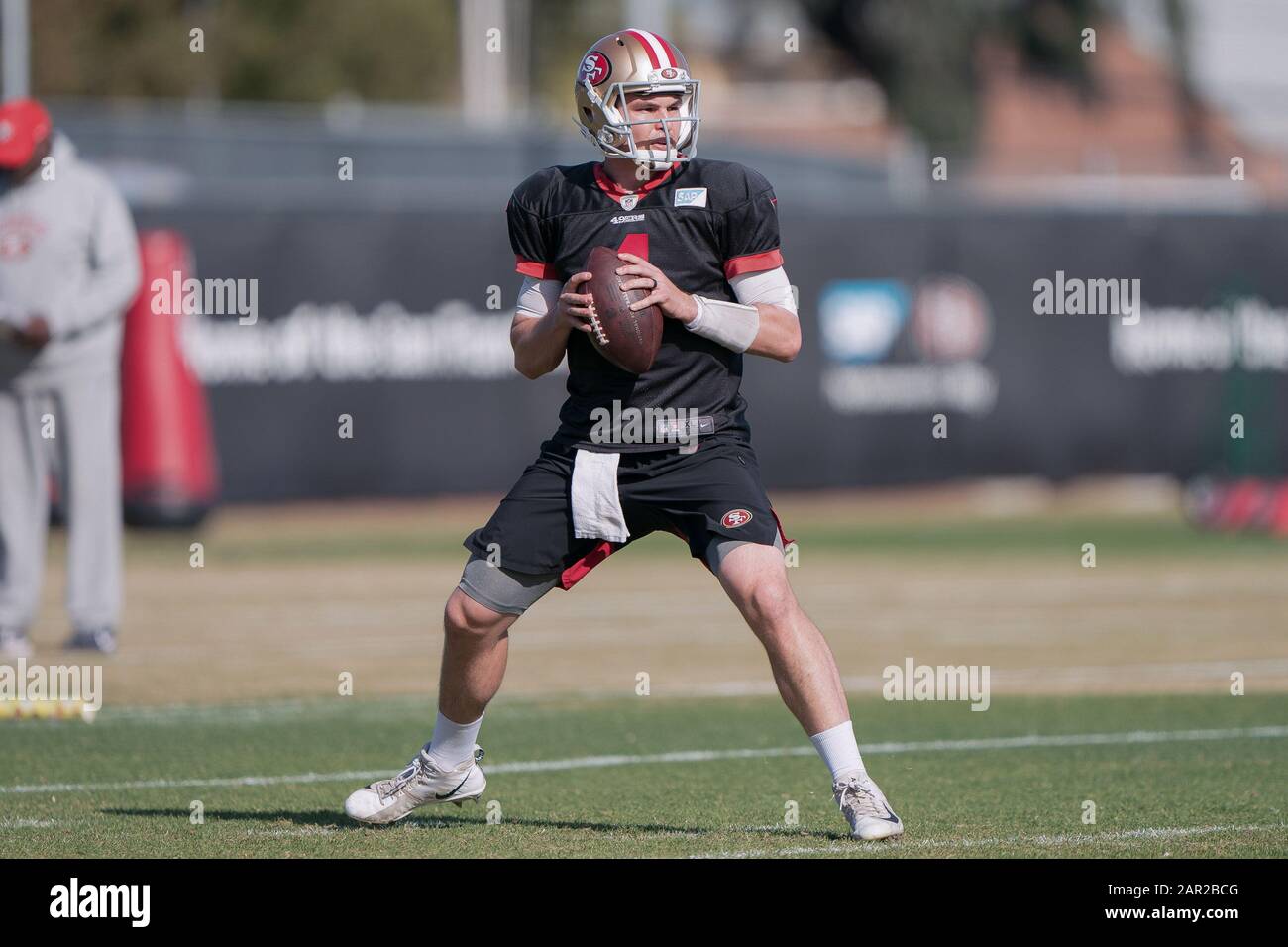San Francisco 49ers quarterback Nick Mullens (4) during practice in ...