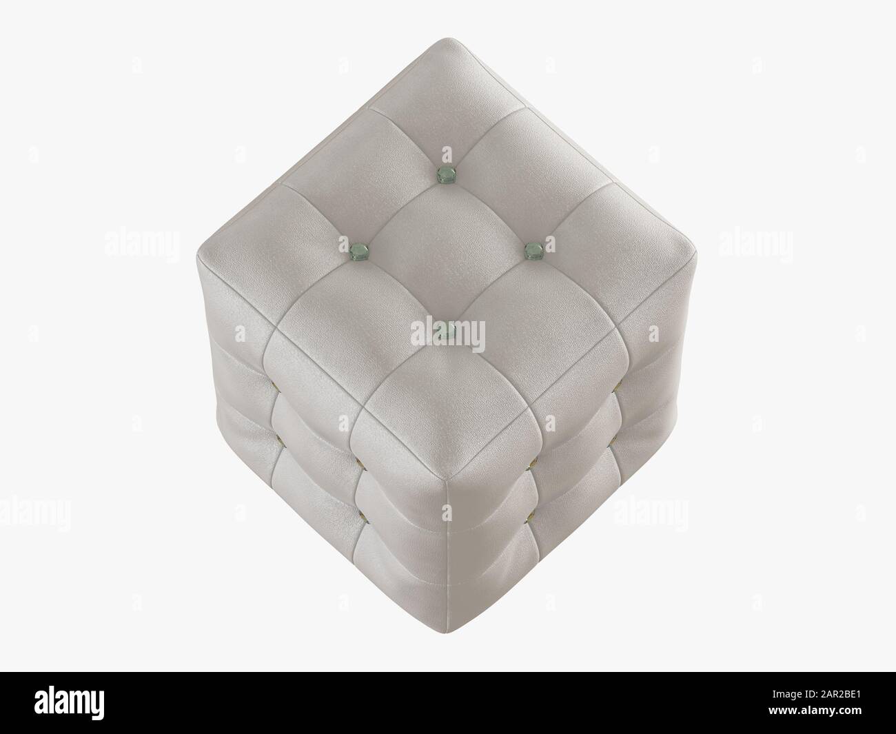 White leather pouf capitone 3d rendering Stock Photo - Alamy