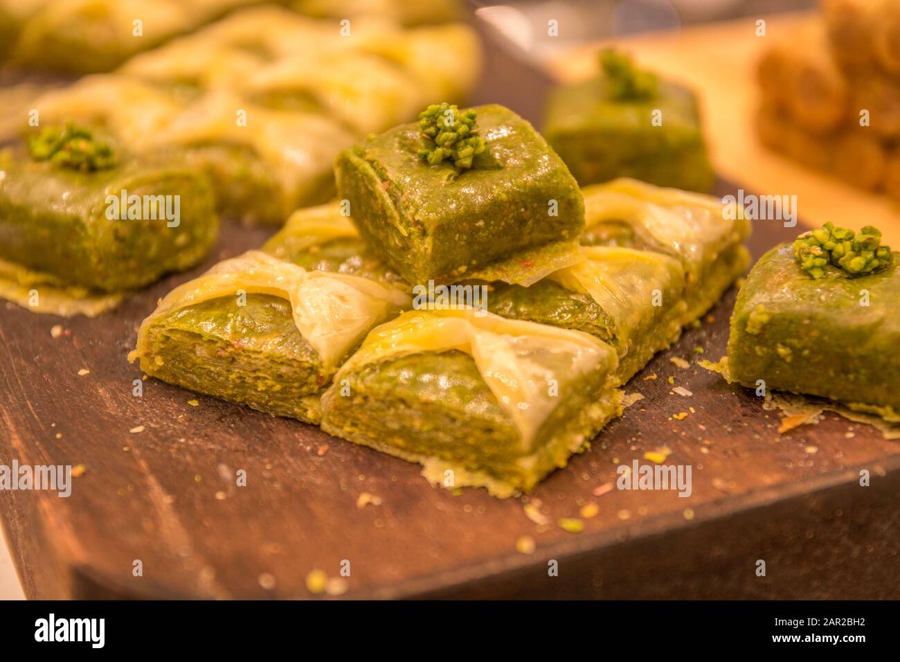 a delicious and tasty arabic sweets on tables Stock Photo - Alamy