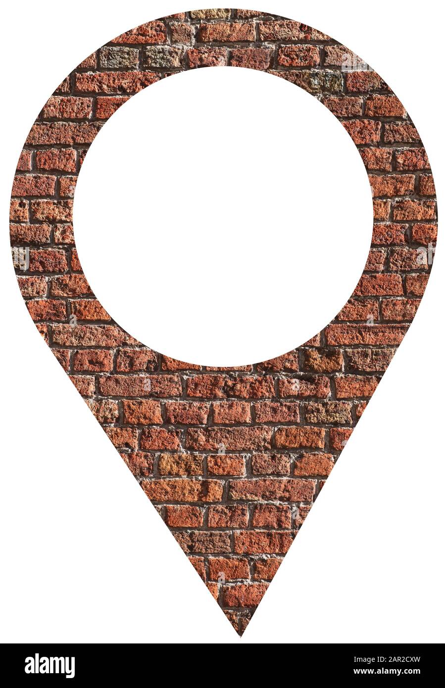 Brown brick textured pin icon Stock Photo - Alamy