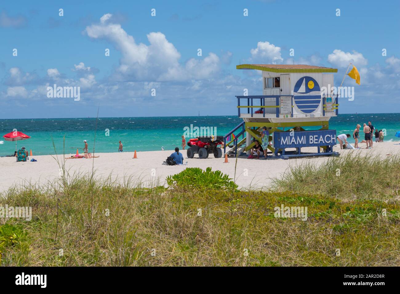 Lifeguard watchtower on South Beach, Miami Beach, Miami, Florida ...