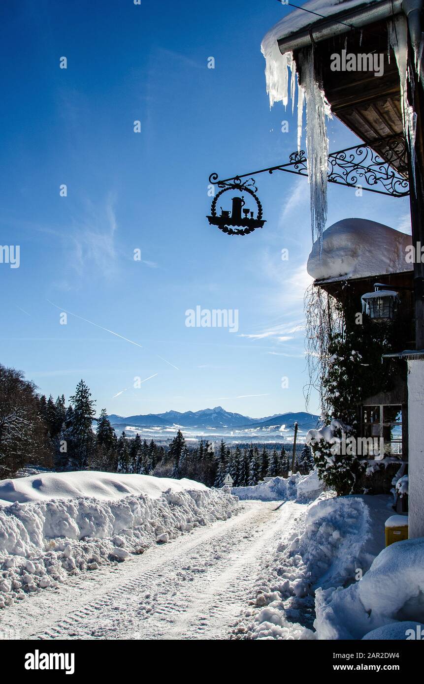 Winter on the Taubenberg in Upper Bavaria with lots of snow Stock Photo ...