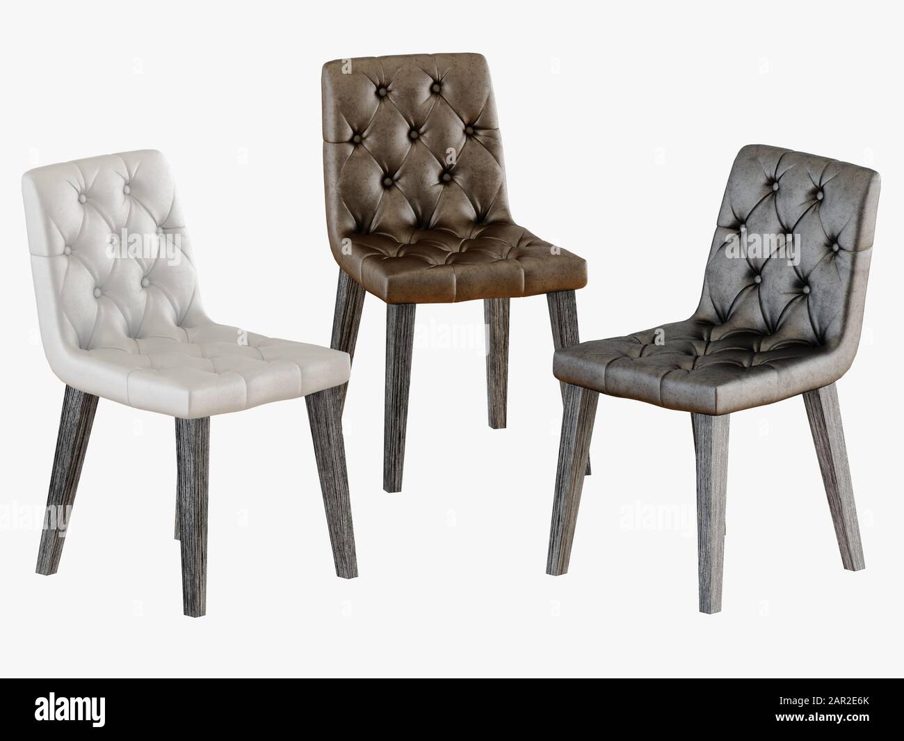 Capitone three chair 3d rendering Stock Photo - Alamy