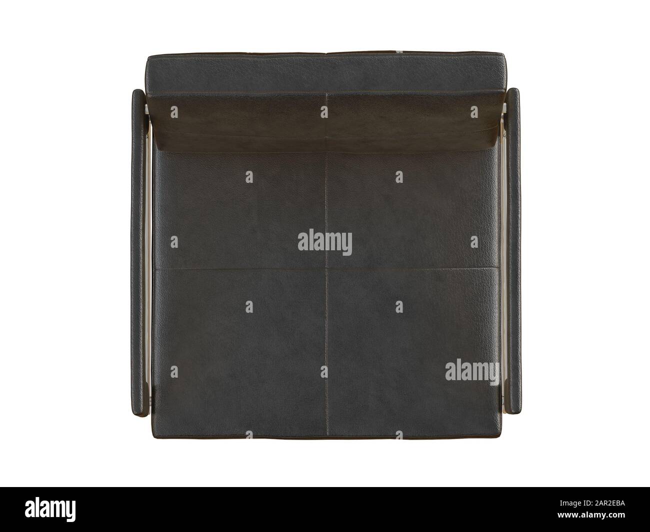 Black chair with iron legs top view on a white background 3d rendering ...