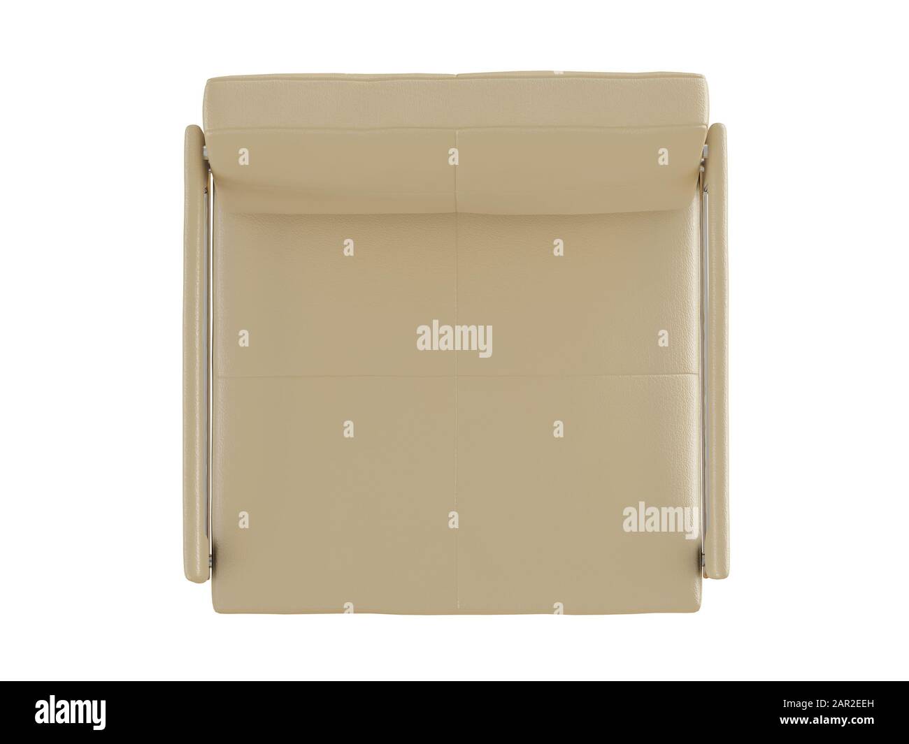 Beige chair with iron legs top view on a white background 3d rendering ...