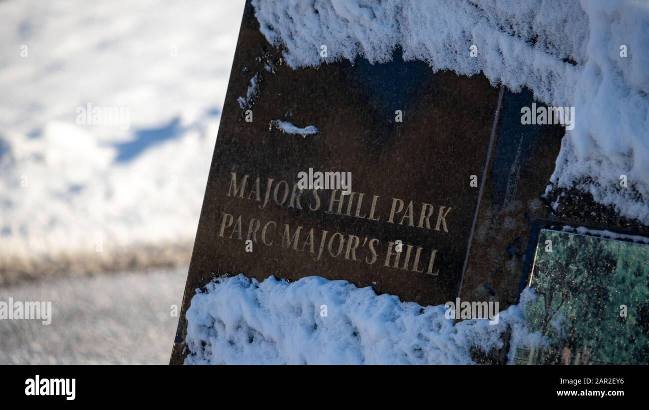 An Engraved Marble Sign at the entrance of Major's Hill Park in ...