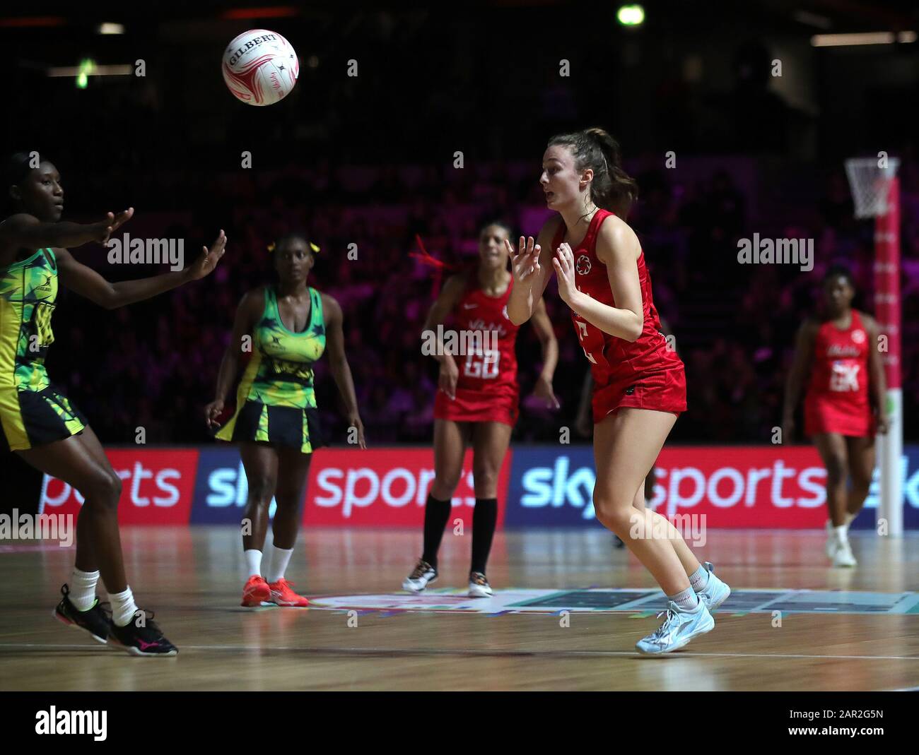 England Vitality Roses’ Jade Clarke during Vitality Netball Nations Cup ...
