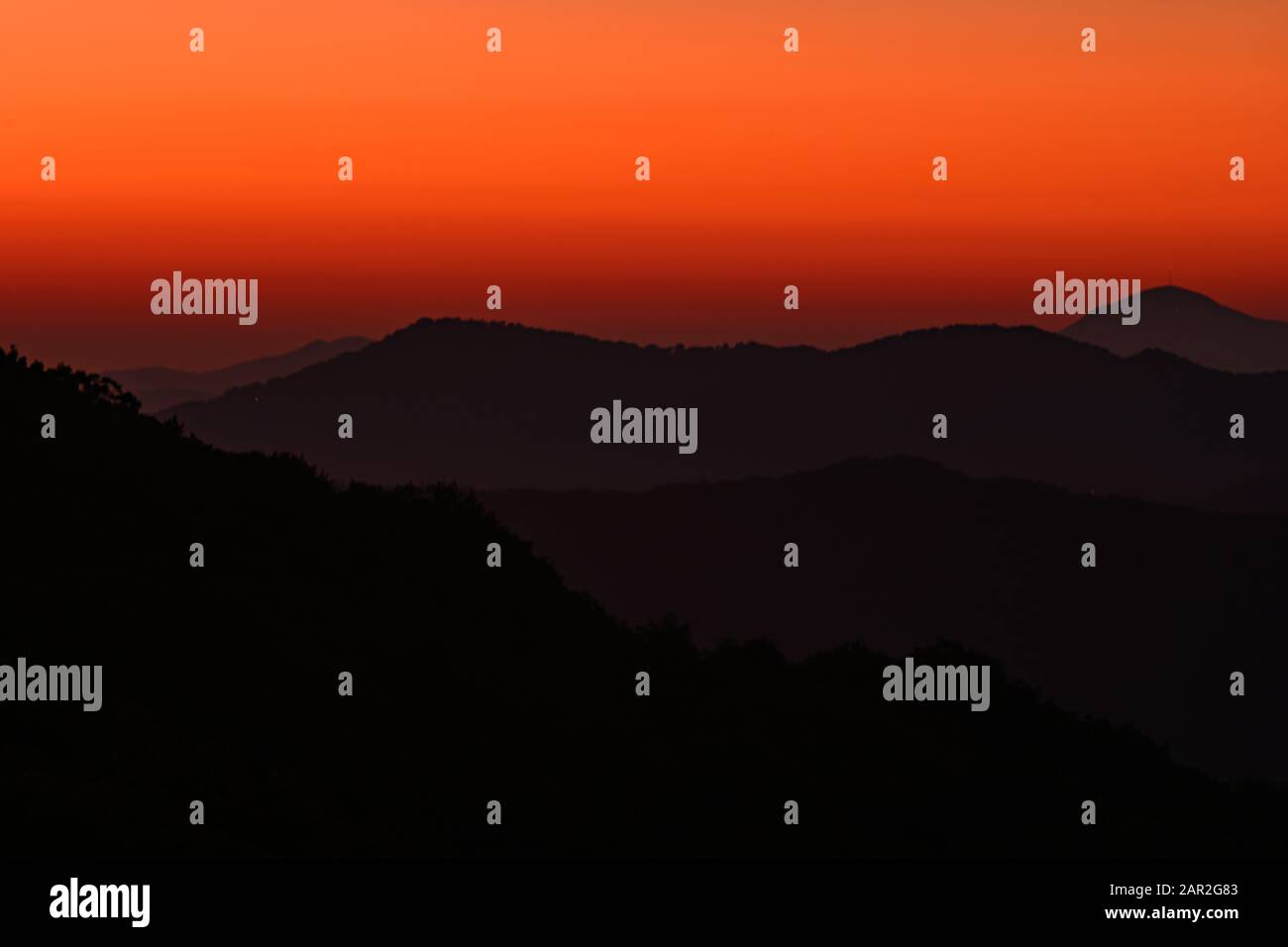 Orange Morning Sky Over Ridges in Smokies Stock Photo - Alamy