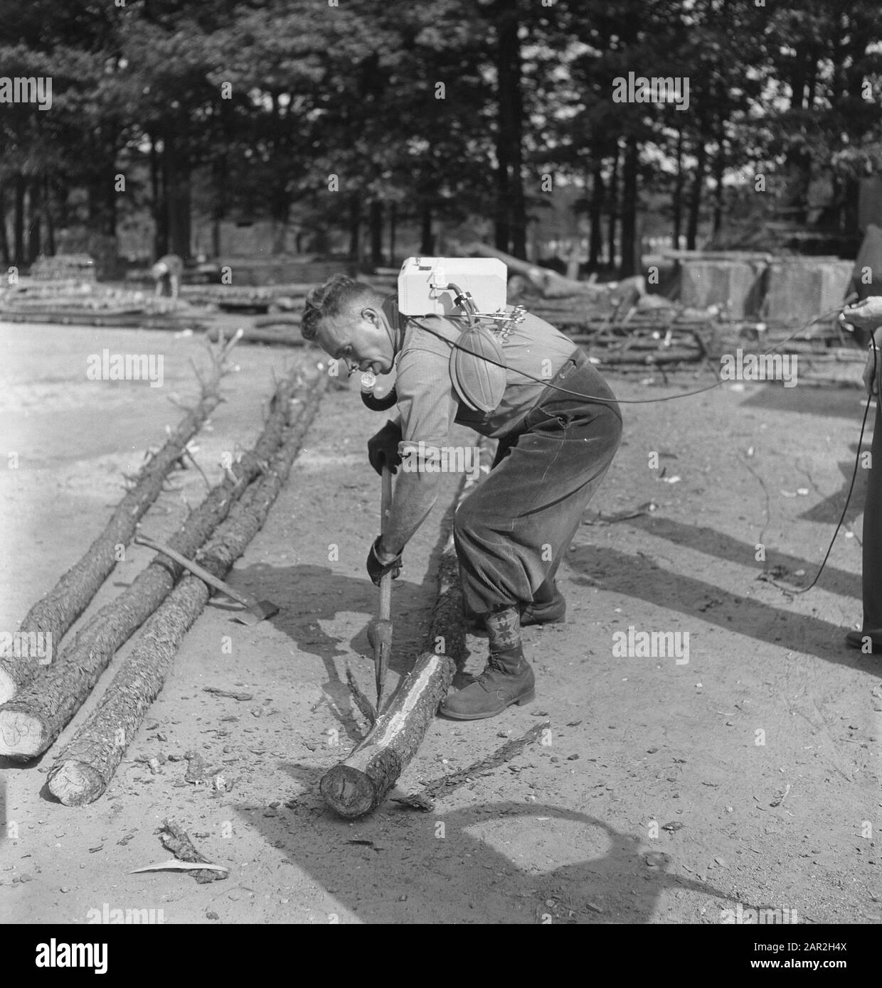 woodworking, workers, logs, tools Date: undated Keywords: workers, logs ...