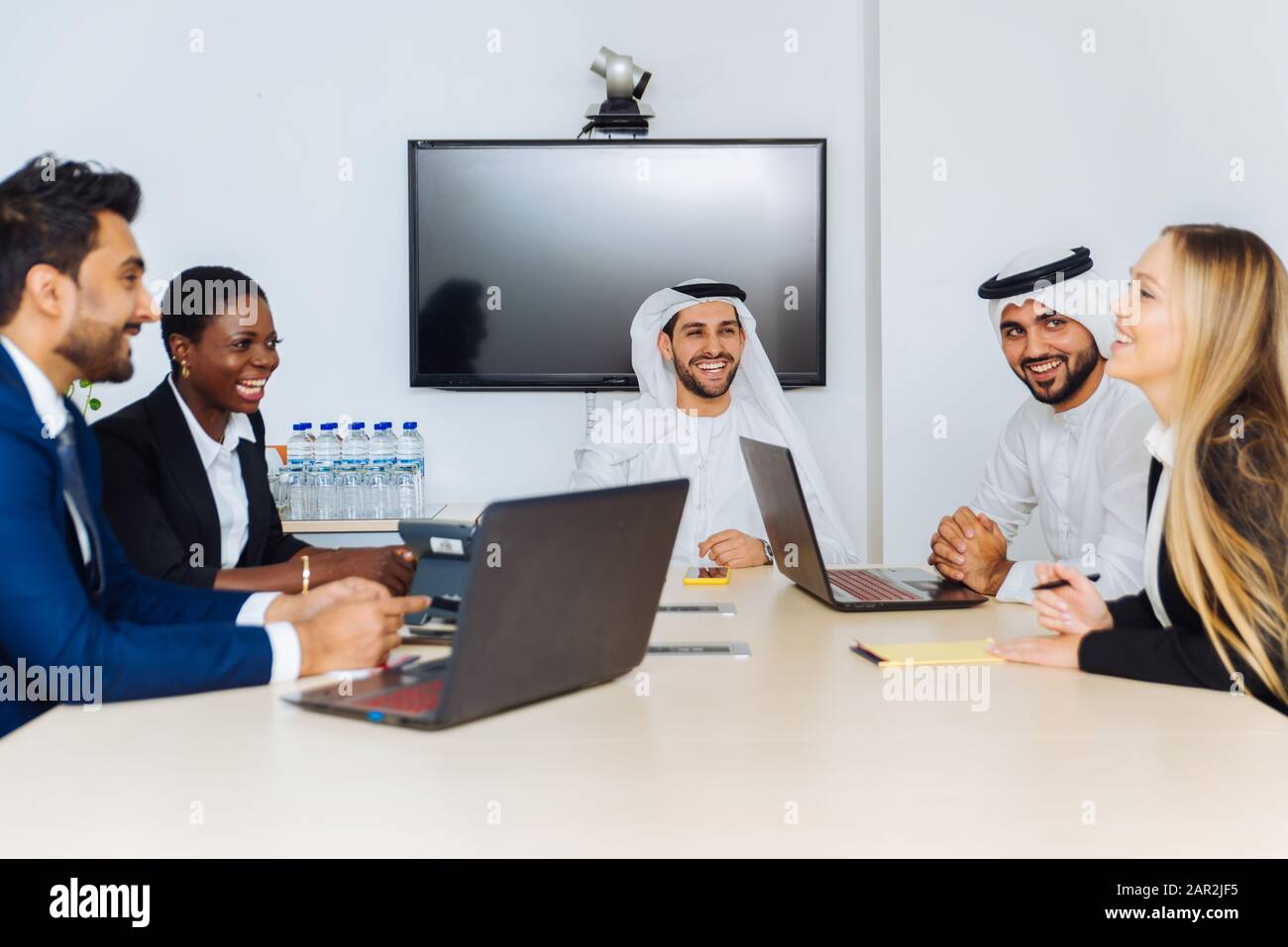 Multiracial group of business people having a meeting in a office ...