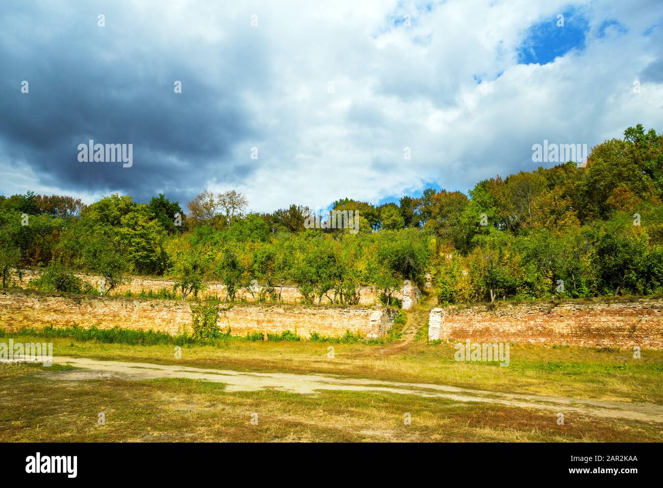 Landscape with ancient terrace walls and garden Stock Photo - Alamy