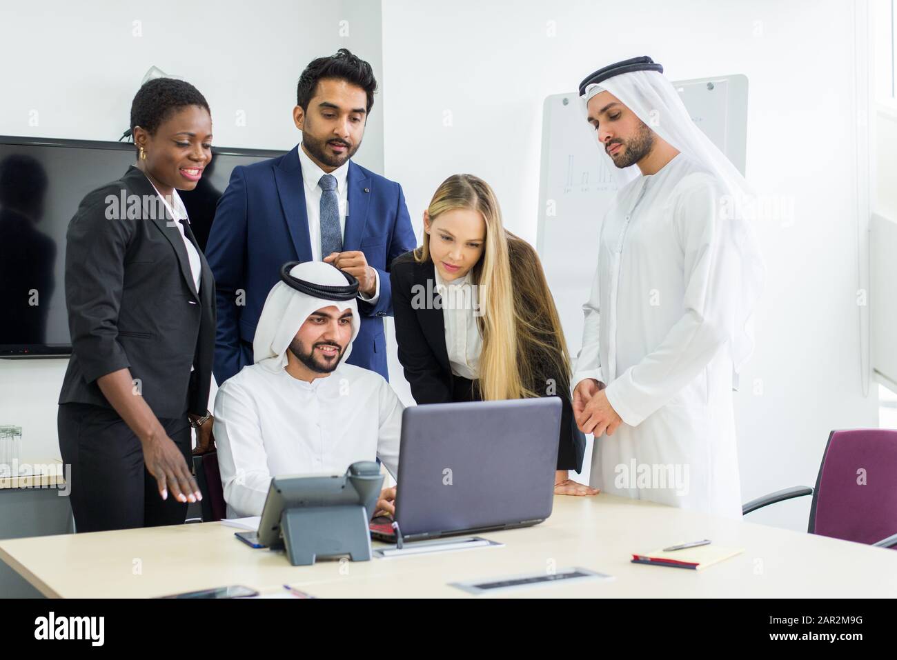 Multiracial group of business people having a meeting in a office ...