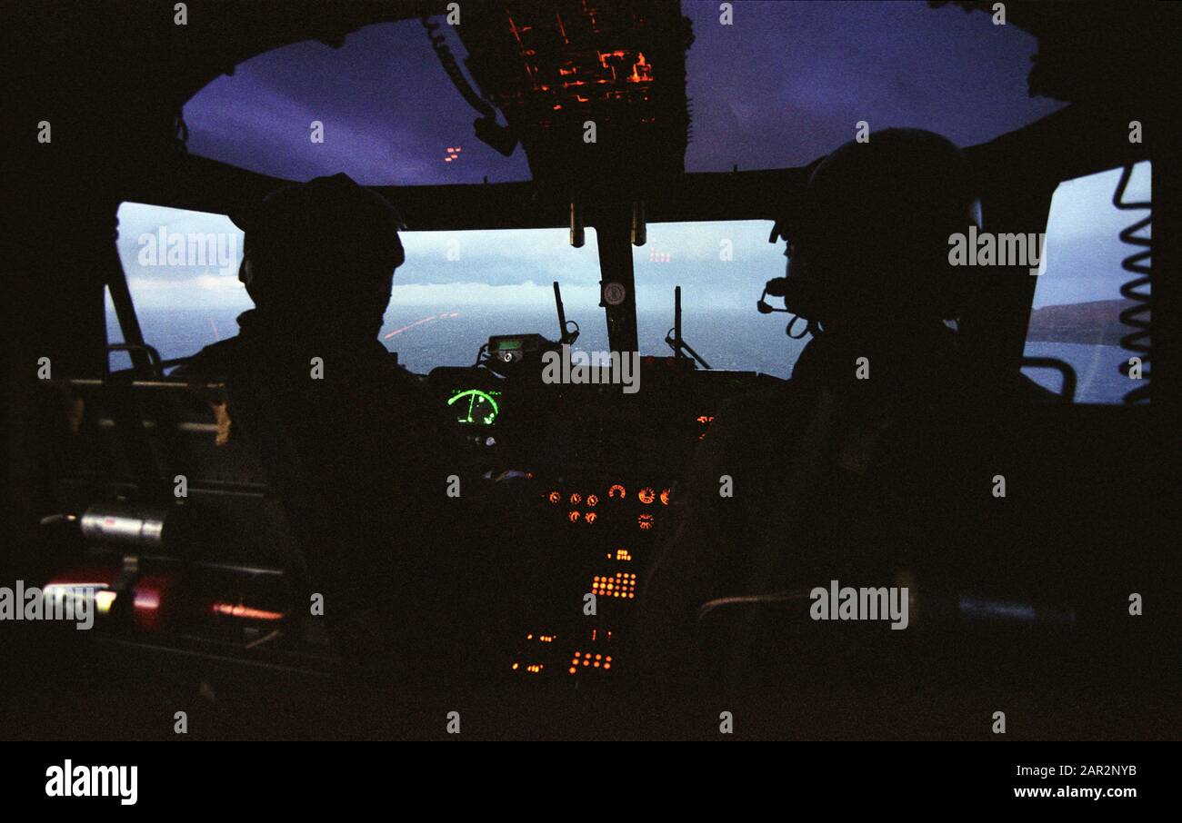 The cockpit of a Lynx HAS3 which was in service with the Royal Navy for ...