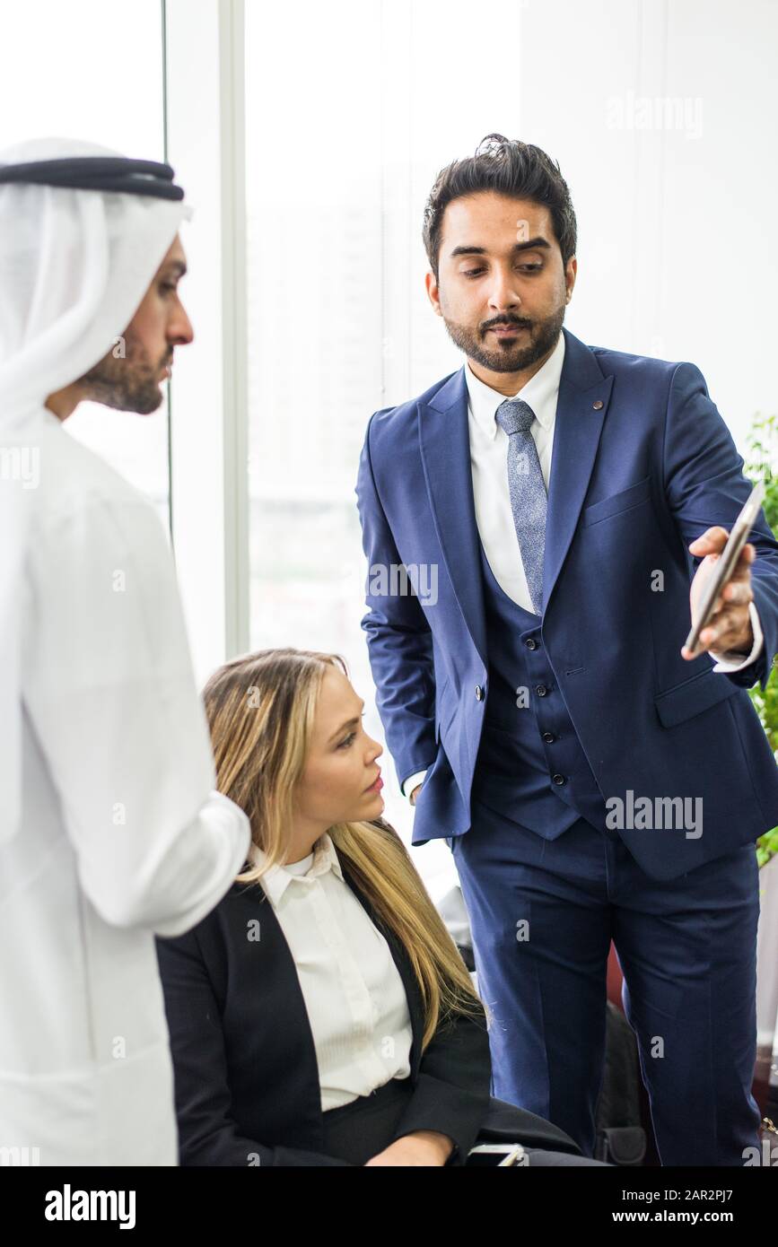 Multiracial group of business people having a meeting in a office ...