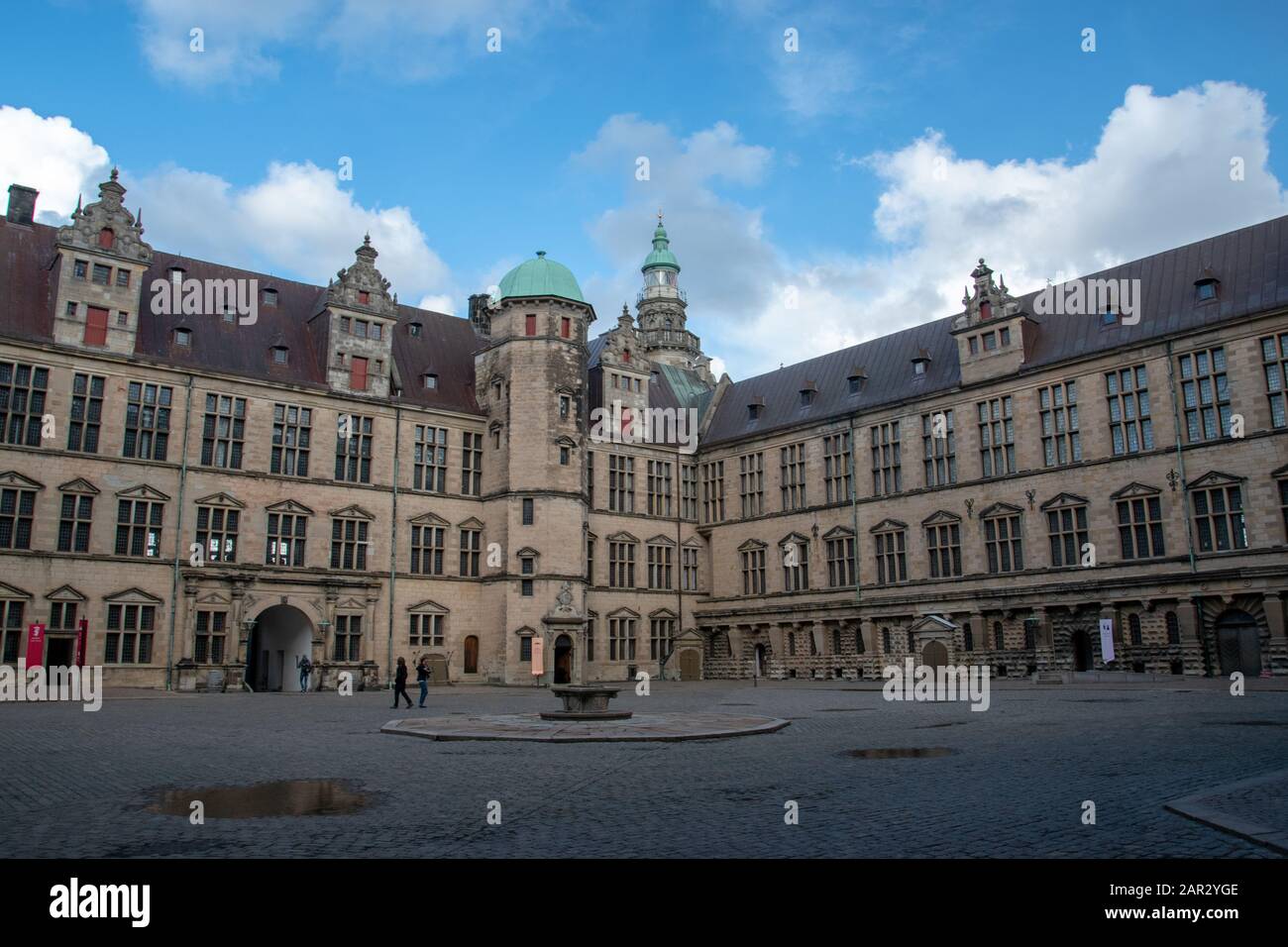 Interior courtyard at Kronborg Castle Helsingør, Denmark. Immortalized ...