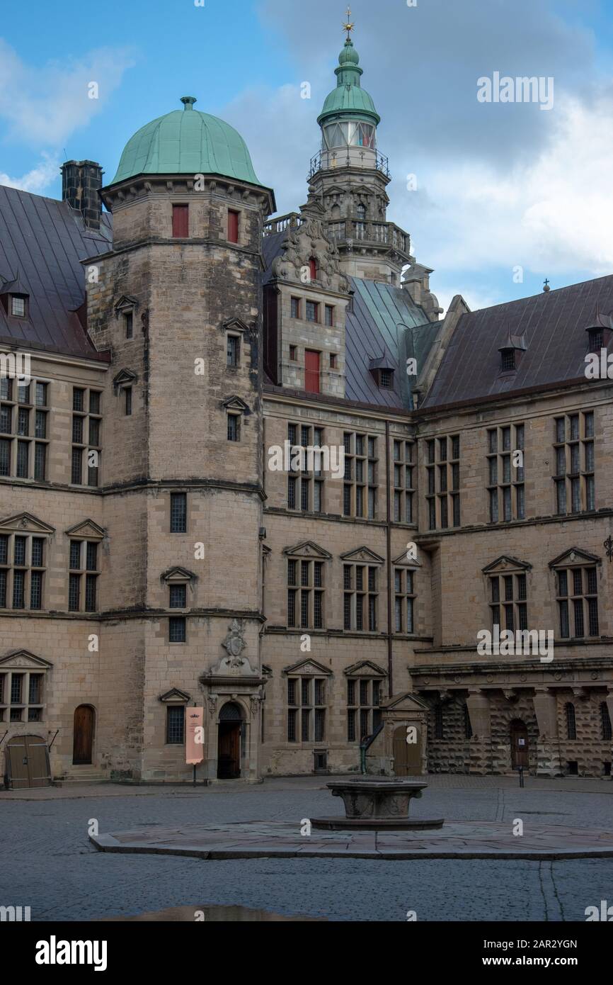 Interior courtyard at Kronborg Castle Helsingør, Denmark. Immortalized ...