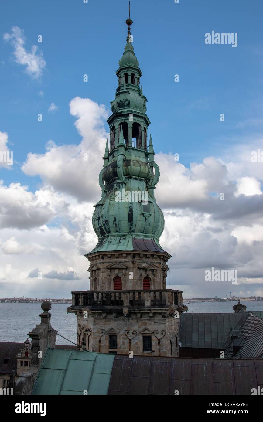 Tower at Kronborg Castle Helsingør, Denmark. Immortalized as Elsinore ...