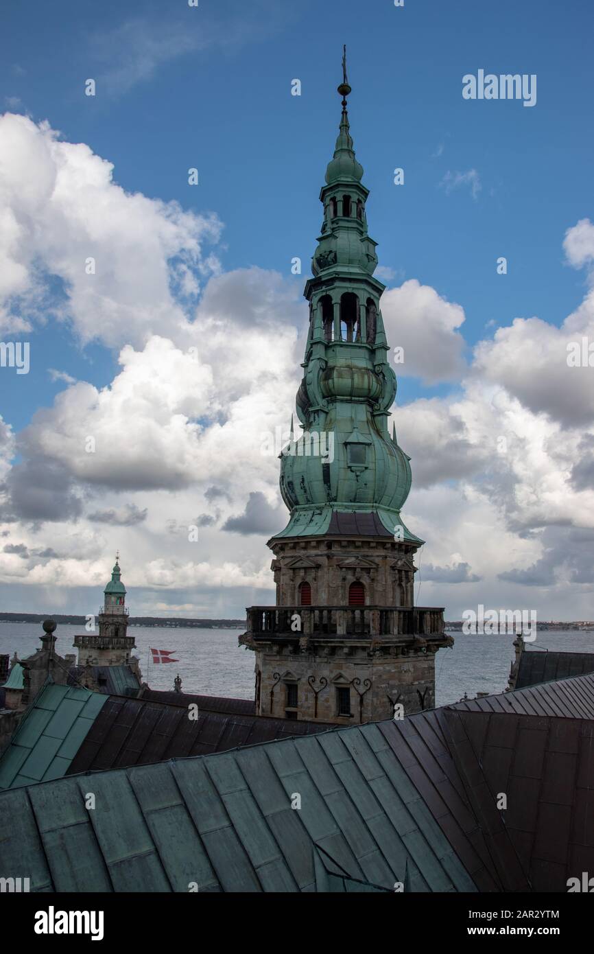 Tower at Kronborg Castle Helsingør, Denmark. Immortalized as Elsinore ...
