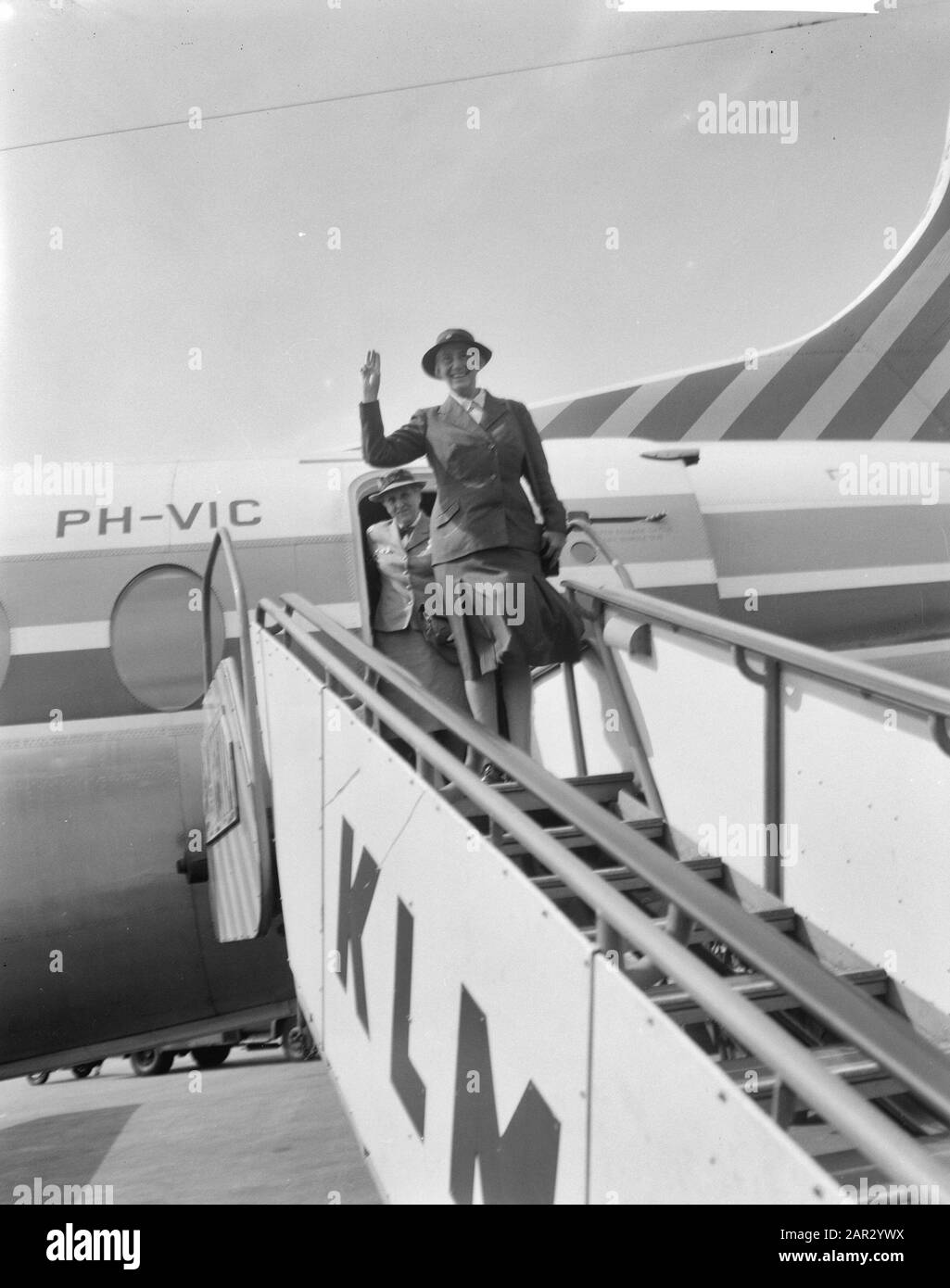 Lady Baden Powell in the Netherlands, on airplane stairs Date: August 9 ...