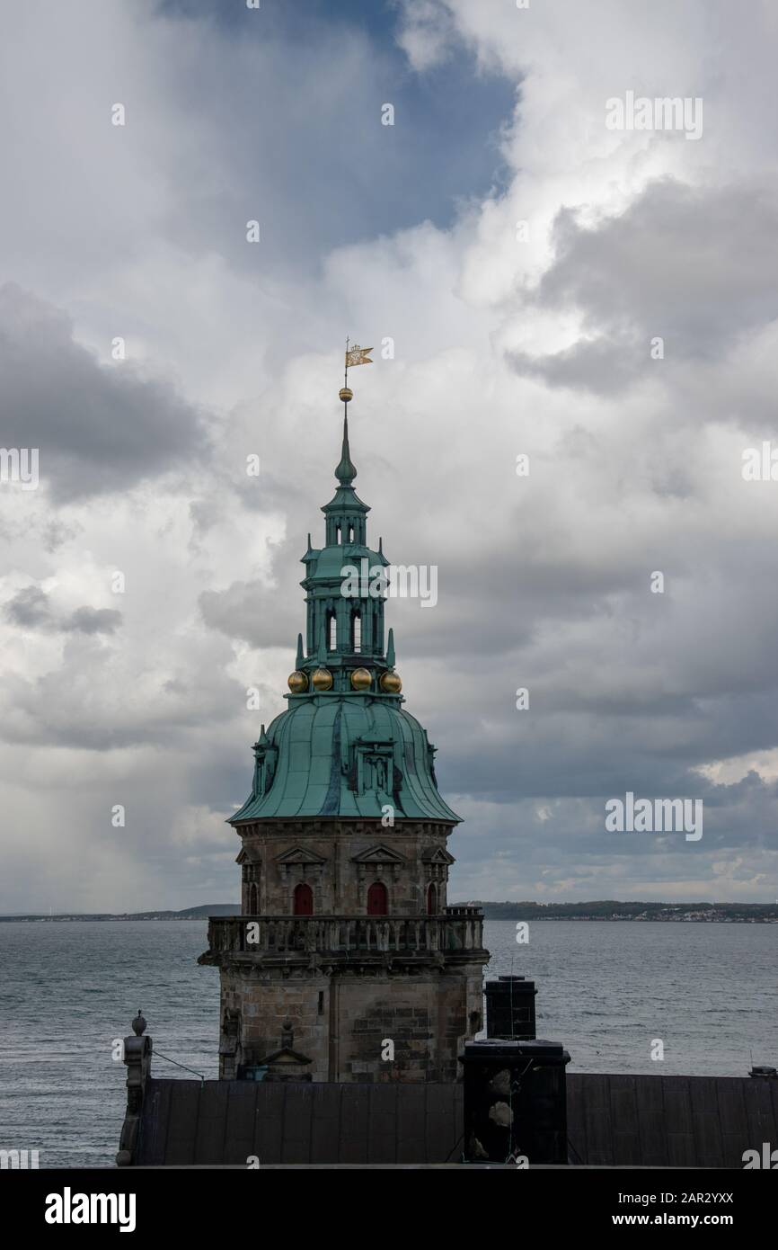 Tower at Kronborg Castle Helsingør, Denmark. Immortalized as Elsinore ...