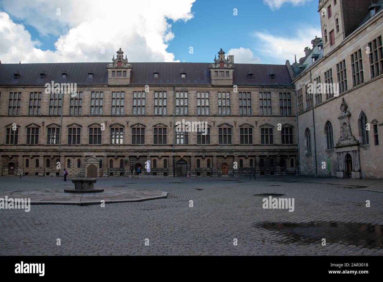 Interior courtyard at Kronborg Castle Helsingør, Denmark. Immortalized ...