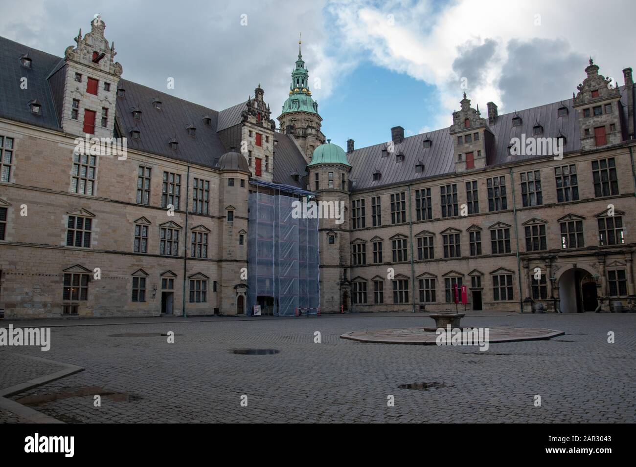 Interior courtyard at Kronborg Castle Helsingør, Denmark. Immortalized ...