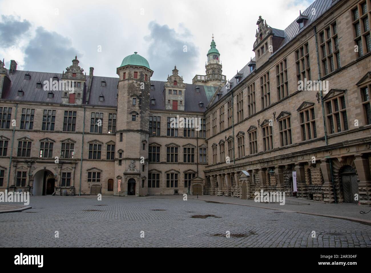 Interior courtyard at Kronborg Castle Helsingør, Denmark. Immortalized ...