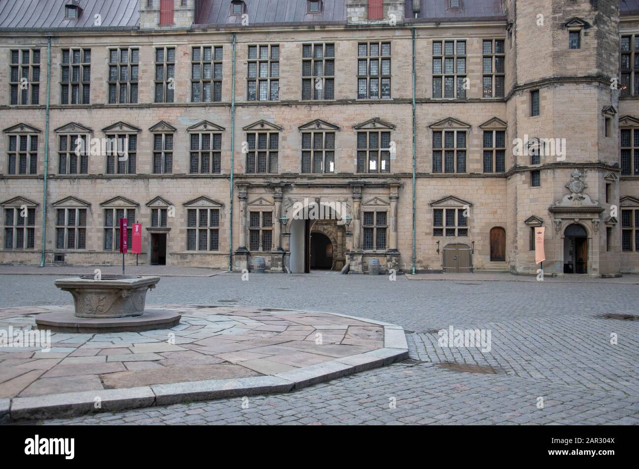Interior courtyard at Kronborg Castle Helsingør, Denmark. Immortalized ...