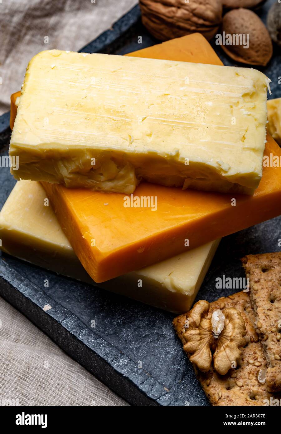 Cheese collection, matured and orange original British cheddar cheese ...