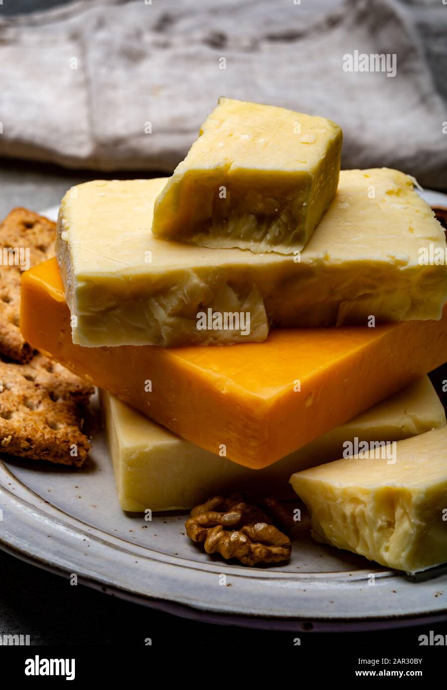 Cheese collection, matured and orange original British cheddar cheese ...