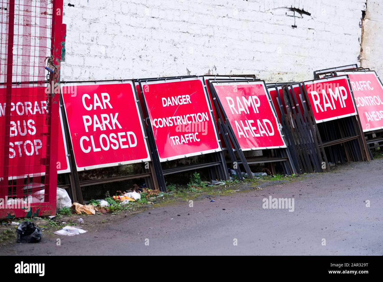 Car park closed ramp ahead danger construction traffic collection of ...