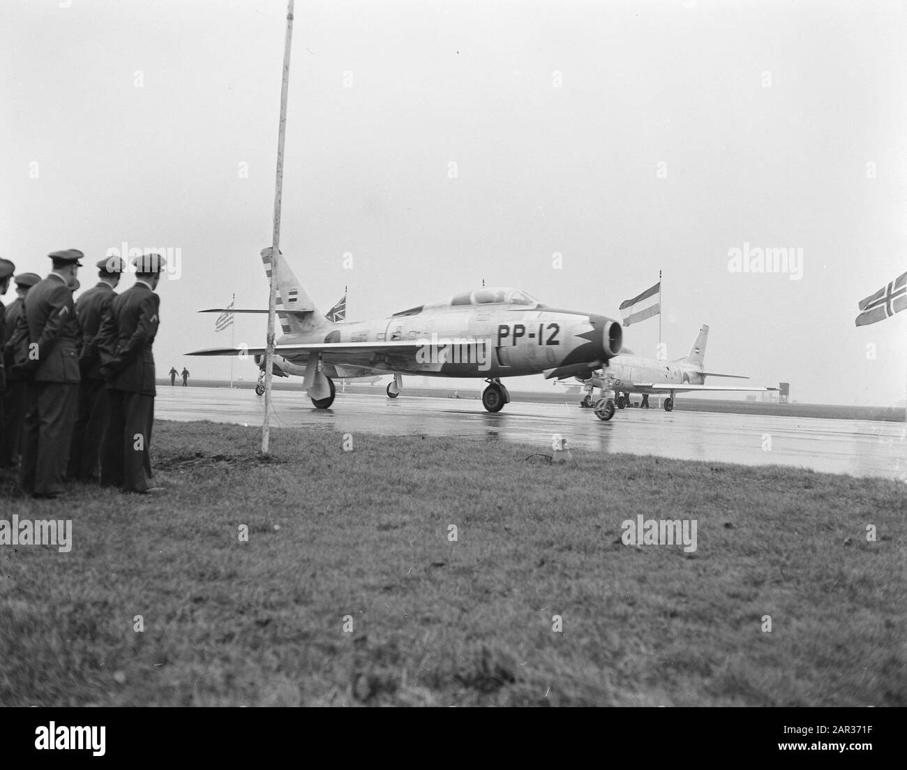 Volkel air base four thunderstreaks fighter bombers hi-res stock ...